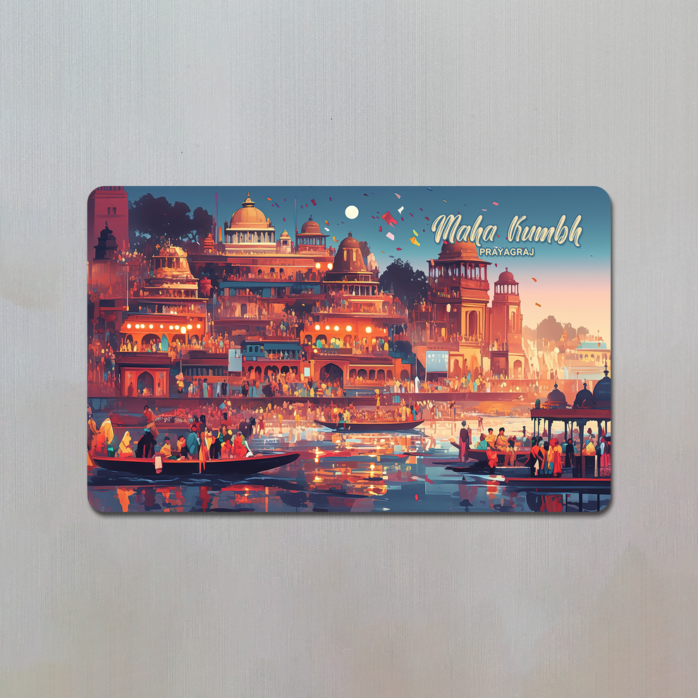 Maha Kumbh At Dusk Fridge Magnet – Inksane Prints