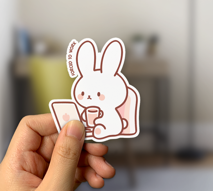 Forced To Work Bunny Sticker – Inksane Prints