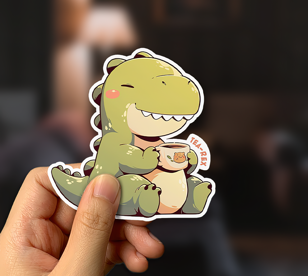 Tea-Rex Sticker – Inksane Prints