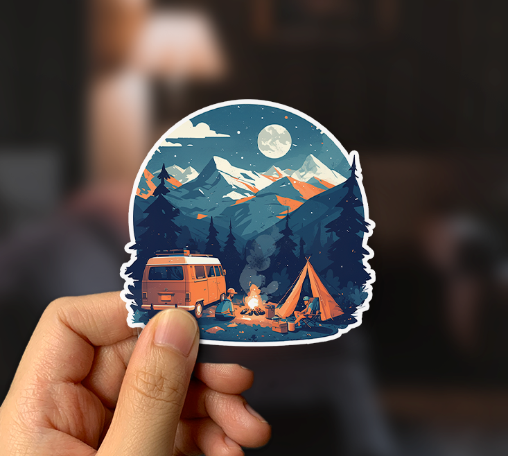 Campers in Moonlight Sticker – Inksane Prints