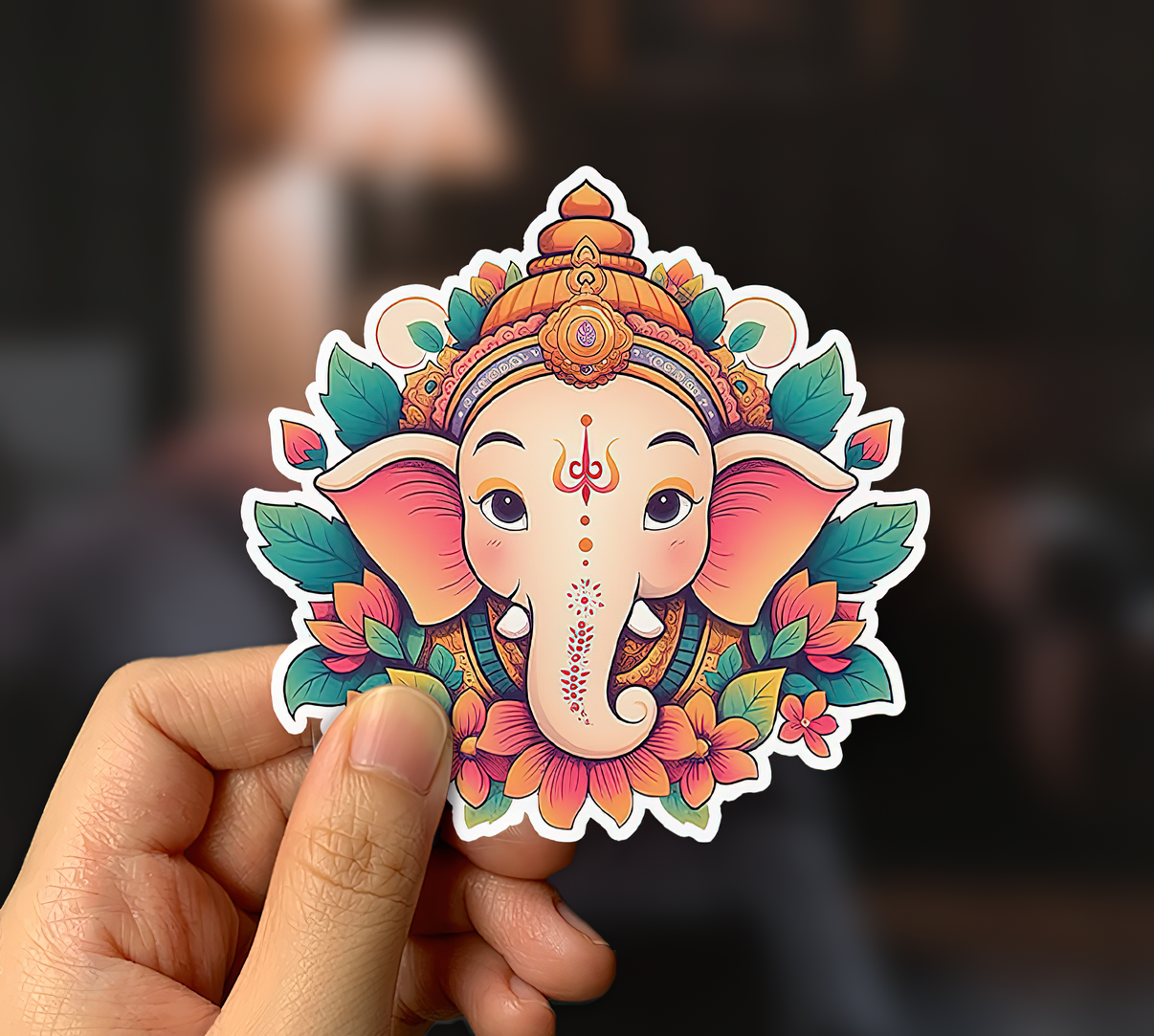 Flowery Ganesha Sticker – Inksane Prints