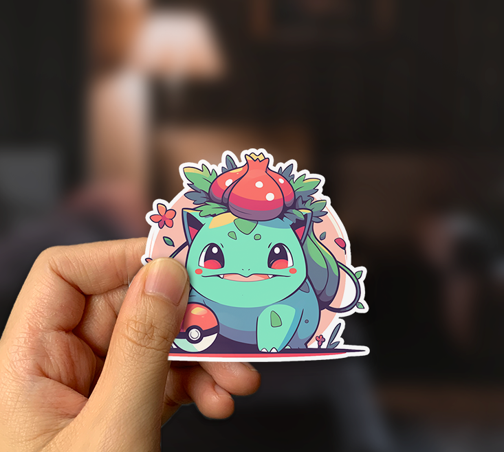 Bulbasaur Holding a Poké Ball Sticker – Inksane Prints